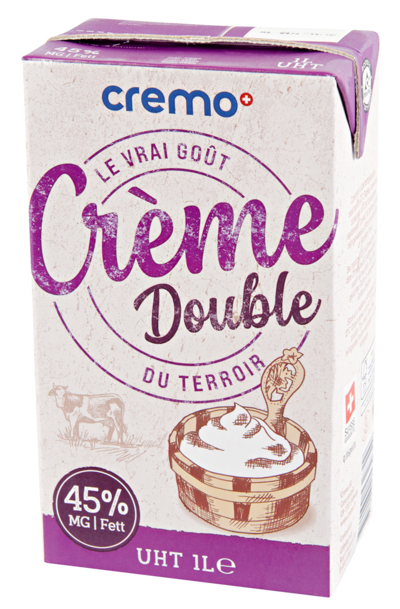 Crème double UHT, 45% M.G., Cremo, 12 x 1 l