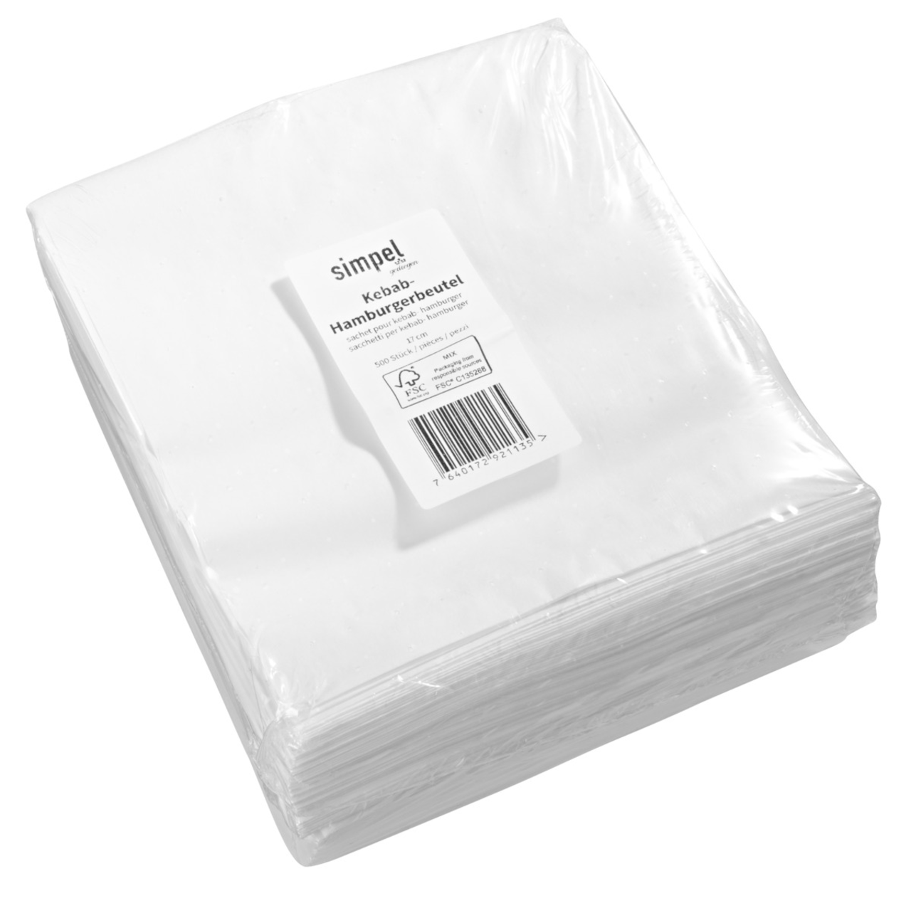 Sachets à burger ou kebab, 17 cm, 500 sachets