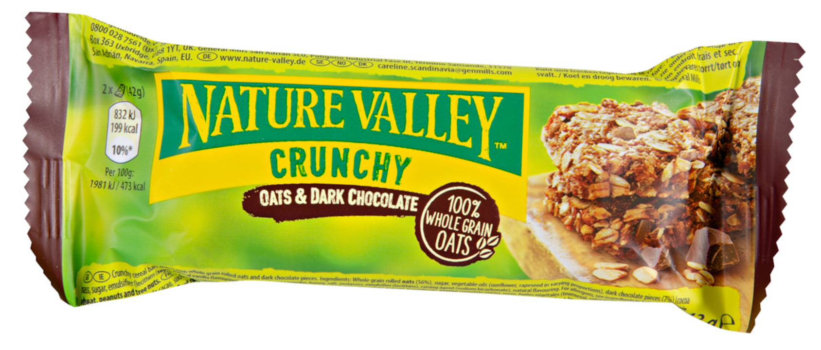 Avoine & Choc. Noir Nature Valley 42 gr, 18 pièces