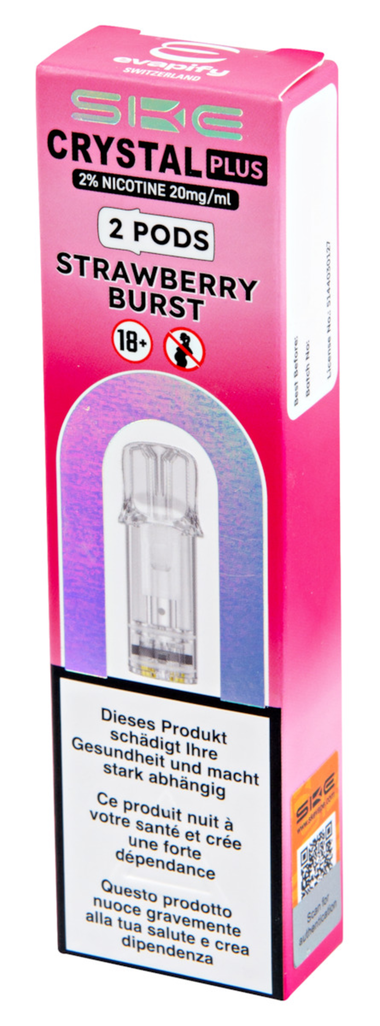 Crystal Plus strawberry burst SKE pods, 2 pods