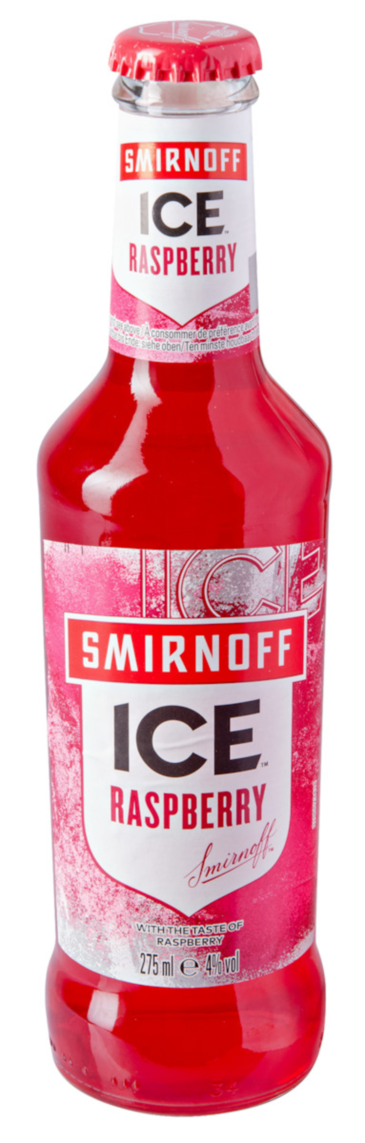 Smirnoff ice raspberry, 4% vol., 24 x 27.5 cl