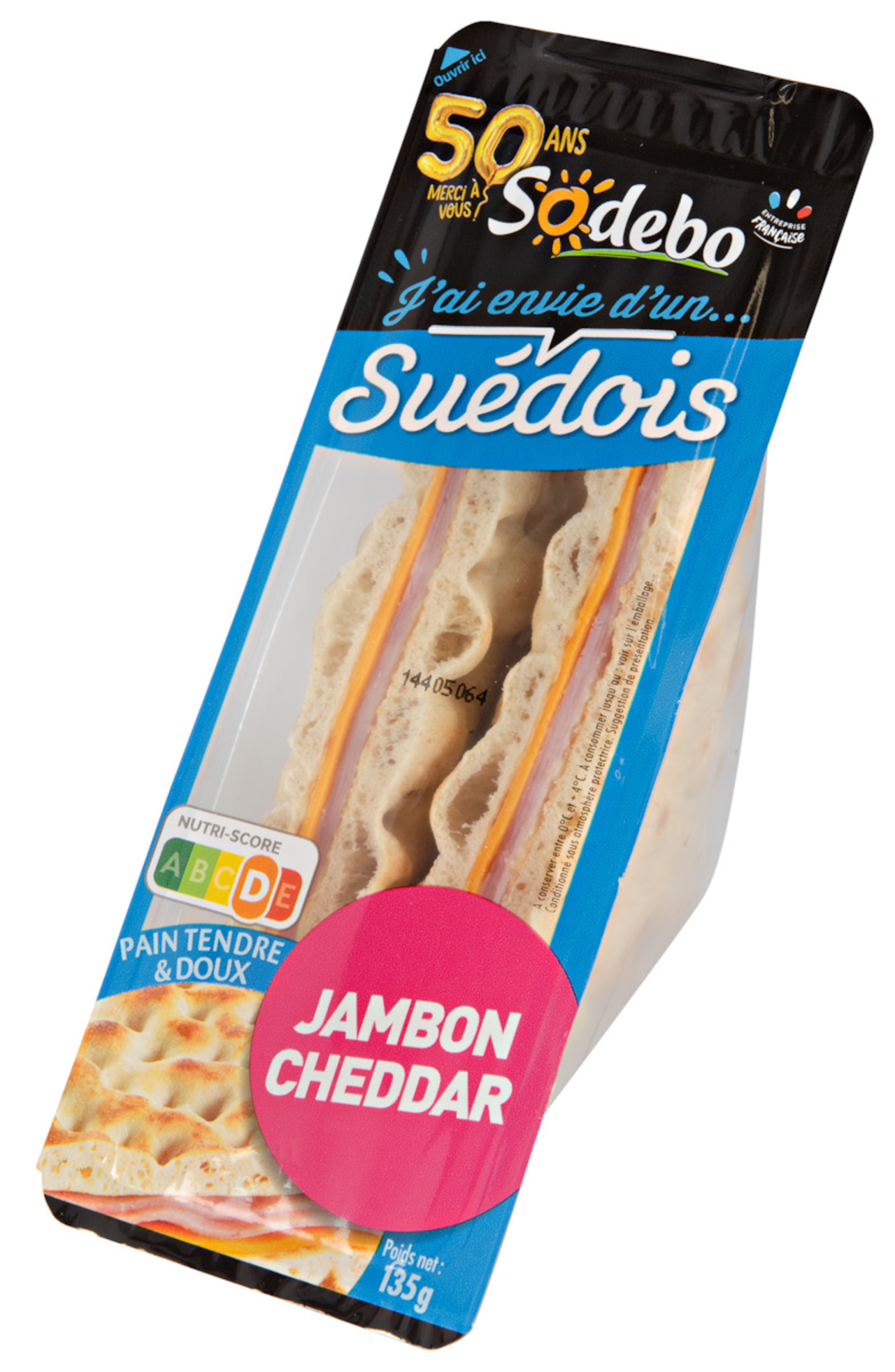 Sodebo Sandwich Schweden,, Schinken und Cheddar, 135 g